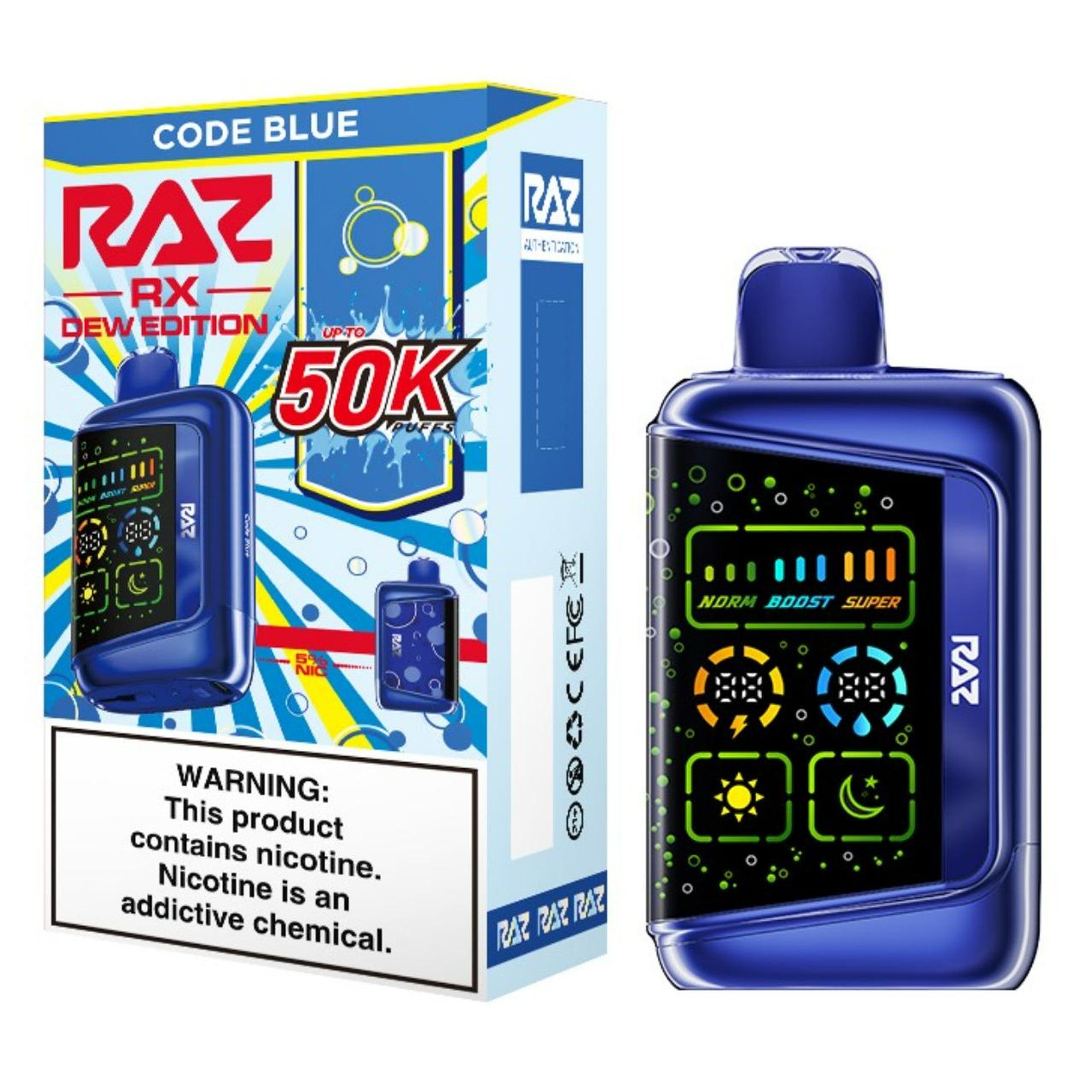 RAZ RX 50000 Code Blue ( Dew Edition ) Blue Raspberry Ice – Press Vape